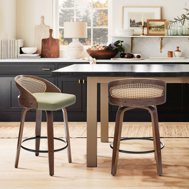 George Oliver Leeana Swivel Faux Leather Counter & Bar Stools & Reviews | Wayfair
